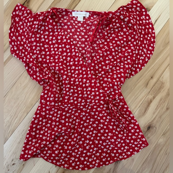 Tops | Red Floral Top | Poshmark